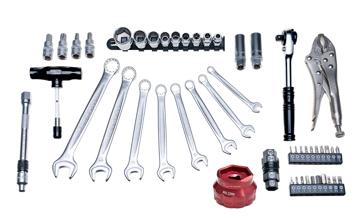 Triple Black Adventure Motorcycle ADV Tool Kit: Motohansa Pro Series ...
