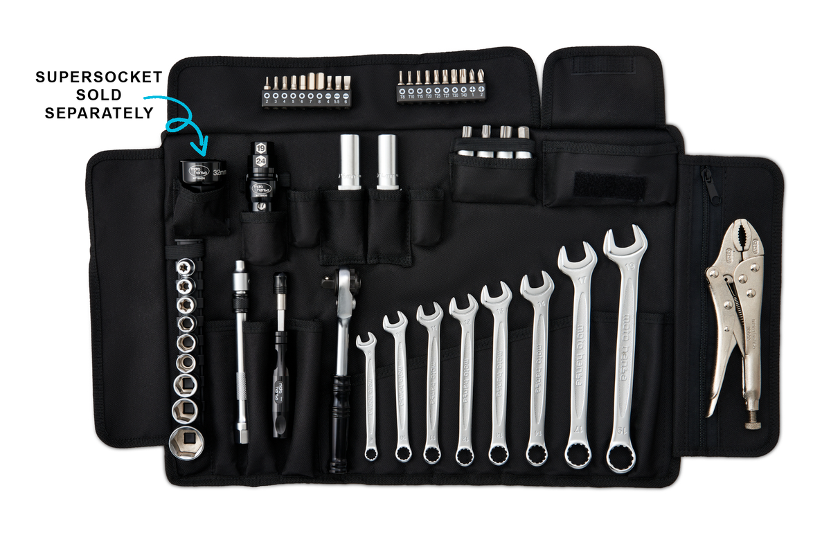 Triple Black Adventure Motorcycle ADV Tool Kit: Motohansa Pro Series ...